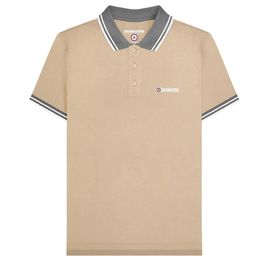 Lambretta Herren Polo-Shirt mit Kontrastkante (Stein/Eisen)