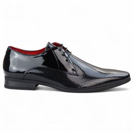 Schwarze formelle Schn&uuml;rschuhe mit spitzer Zehenpartie f&uuml;r Herren