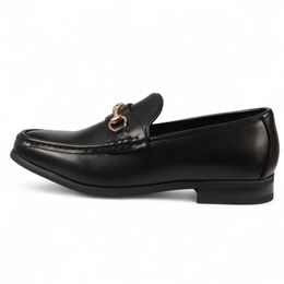 Schwarze Herren-Loafer mit goldener Schnalle, elegante Slip-On-Schuhe