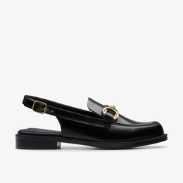 Clarks Straven Sling Black Leather Schuhe