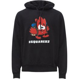 Dsquared2 - Schwarzer Hoodie Mit Ahornblatt-logo Im Freien