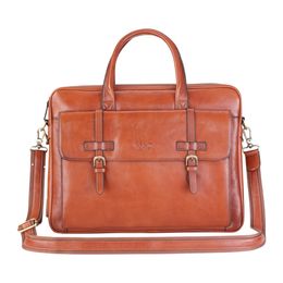 Echtleder Laptoptasche in Hellbraun, Messenger-Umh&auml;ngetasche - Belmont