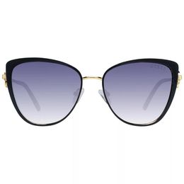Guess &ndash; Sonnenbrille mit gl&auml;nzendem schwarzen Rahmen und goldenen Beinen