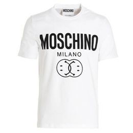 Moschino - Wei&szlig;es T-shirt Mit Doppel-smiley-logo
