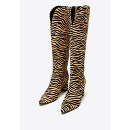 Wittchen Damenstiefel aus Leder mit Tierhaaren, schwarz und braun