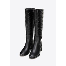 Wittchen Damen-Ankle-Boots aus Leder mit gestepptem Absatz, schwarz und silber
