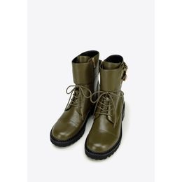 Wittchen Damen-Lederstiefel mit Schnallen, olivgr&uuml;n, Naturleder