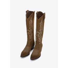 Wittchen Damen-Cowboystiefel aus Wildleder mit Stickerei, hoch