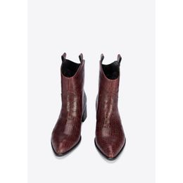 Wittchen Damen-Cowboystiefel aus Krokodilleder, Burgunderrot, Naturleder