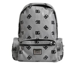Dolce & Gabbana Polyester Grau Schwarz DG Logo Plakette Rucksack Tasche