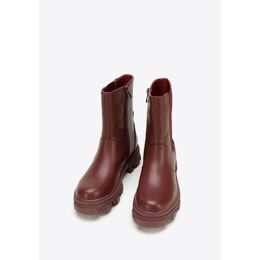 Wittchen Damen-Chelsea-Boots aus Leder mit Plateau, Kirschrot, Naturleder