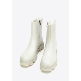 Wittchen Damen-Chelsea-Boots aus Leder mit grau-beigem Plateau