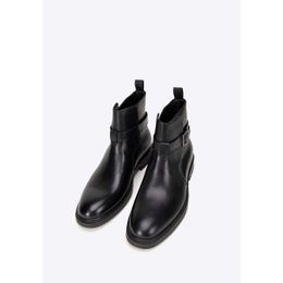 Wittchen Herren-Chelsea-Boots aus Leder mit Schnalle, Schwarz, Naturleder