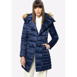 Wittchen Damen-Daunenjacke mit asymmetrischem Verschluss, marineblaues Nylon
