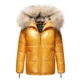 Navahoo Premium Damen Winterjacke Tikunaa &ndash; Puffer Look, Warm & Mit Kunstfellkragen