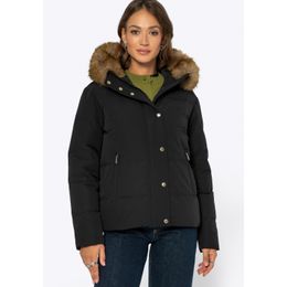 Wittchen Damen-Daunenjacke mit Pelzkapuze, Schwarz, Schwarzes Polyester