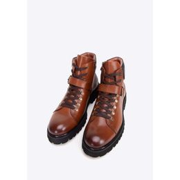 Wittchen Herren-Lederstiefel mit Schnalle, braunes Naturleder