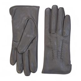 Braune Damen-Autofahrerhandschuhe aus italienischem Leder mit weichem Wollfutter und Winternahtdesign