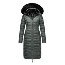 Navahoo Damen Winterjacke Umay &ndash; Lange Steppjacke mit Abnehmbarer Kapuze & Kunstfell