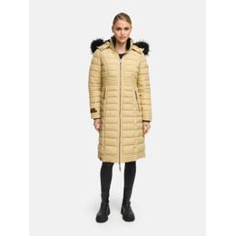 Navahoo Damen Winterjacke Umay &ndash; Lange Steppjacke mit Abnehmbarer Kapuze & Kunstfell