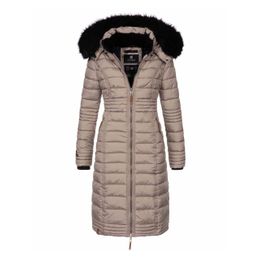Navahoo Damen Winterjacke Umay &ndash; Lange Steppjacke mit Abnehmbarer Kapuze & Kunstfell