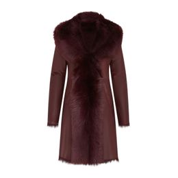 Burgunderroter Trenchcoat aus Schaffellleder mit Kapuze f&uuml;r Damen in Toscana-Optik - Coast
