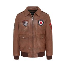 Herren-Bomberjacke aus hellbraunem Leder G-1 mit Fliegerkragen &ndash; Maverick
