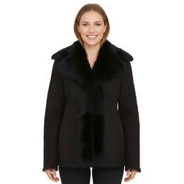 Damen Schwarze Schaffell Toscana Merino Shearling Wildlederjacke-Siena