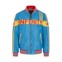 Blaue italienische Herren-Bikerjacke aus Rennstreckenleder &ndash; Circuit