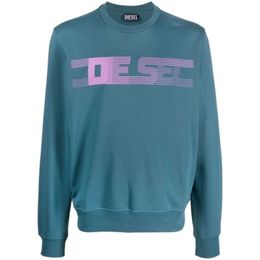 Diesel Unisex Erwachsenen Gestreiftes Logo Sweatshirt (Blau)
