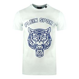 Plein Sport Gro&szlig;es Schablonen-Tiger-Logo Wei&szlig;es T-Shirt