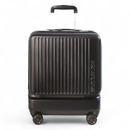 Robuster EasyJet Ryanair Handgep&auml;ck-Reisekoffer, 39 x 26 x 51,5 cm, vorne offen, Schwarz