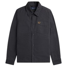 Fred Perry - Hemdjacke Mit Fischgr&auml;tenmuster Und Ankermuster In Grau