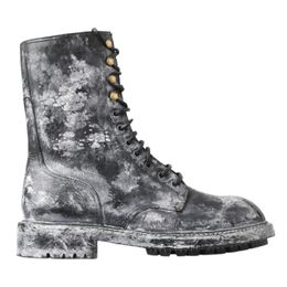 Dolce & Gabbana Abgenutzte Leder Schn&uuml;rstiefel