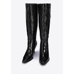 Wittchen Damen-Stiefeletten aus Lackleder mit Krokopr&auml;gung und hohem Absatz