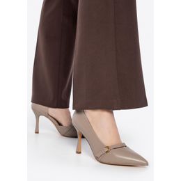 Wittchen Damen-Pumps aus Leder mit Riemen, Beige, Naturleder