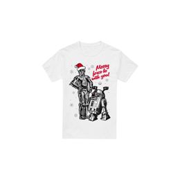 Star Wars - "Merry Christmas Droids" T-Shirt f&uuml;r Herren (Wei&szlig;)