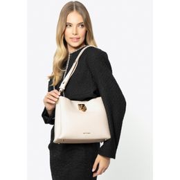 Wittchen Damen-Schultertasche aus Leder mit Schnalle, cremefarben