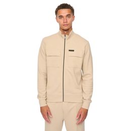 Duck and Cover - "Tames" Sweatshirt f&uuml;r Herren, Durchgehender Rei&szlig;verschluss (Steinfarben)