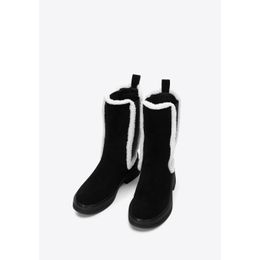 Wittchen Damen-Chelsea-Boots aus Wildleder mit Kunstfellbesatz, Schwarz
