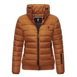 Marikoo Damen Steppjacke Poisen mit hohem Kragen & Teddyfleece-Taschen