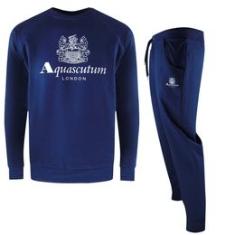 Aquascutum - "London" Trainingsanzug-Set f&uuml;r Herren, Rundhalsausschnitt (Dunkles Marineblau)