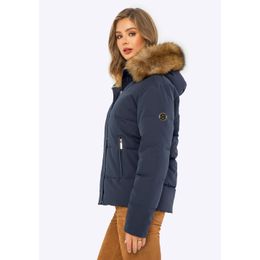 Wittchen Damen-Daunenjacke mit Pelzkapuze, Marineblau, Marineblaues Polyester