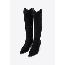 Wittchen Damen-Cowboystiefel aus schwarzem Wildleder