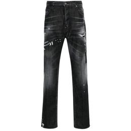 Dsquared2 642 Denim Paint Splash Schwarze Jeanshose Herren