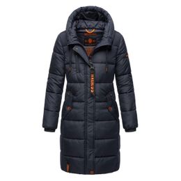 Marikoo Damen Winterjacke &ndash; Lange Steppjacke mit Kapuze & vielen Taschen
