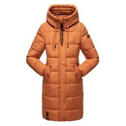 Marikoo Damen Winterjacke &ndash; Lange Steppjacke mit Kapuze & vielen Taschen