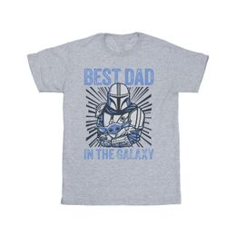 Star Wars - "Mandalorian Best Dad Galaxy" T-Shirt f&uuml;r Herren (Grau)