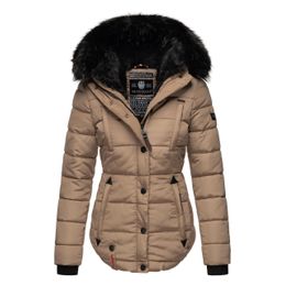Marikoo Damen Winterjacke Lotusbl&uuml;te mit Teddy-Innenfutter & Kunstfellkragen