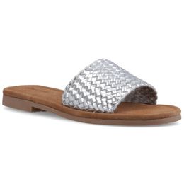 Hush Puppies Hetty Slide Leder Damen Silber Weite Sandalen